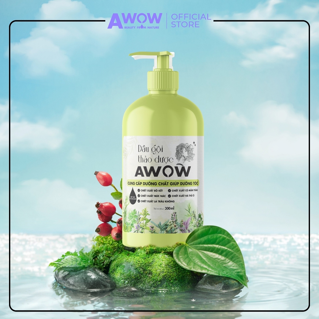 Dầu Gội Thảo Dược AWOW 300ml - Dầu Gội Bồ Kết Thảo Dược Dưỡng Tóc Mềm Mượt Giảm Gãy Rụng, Gàu ...
