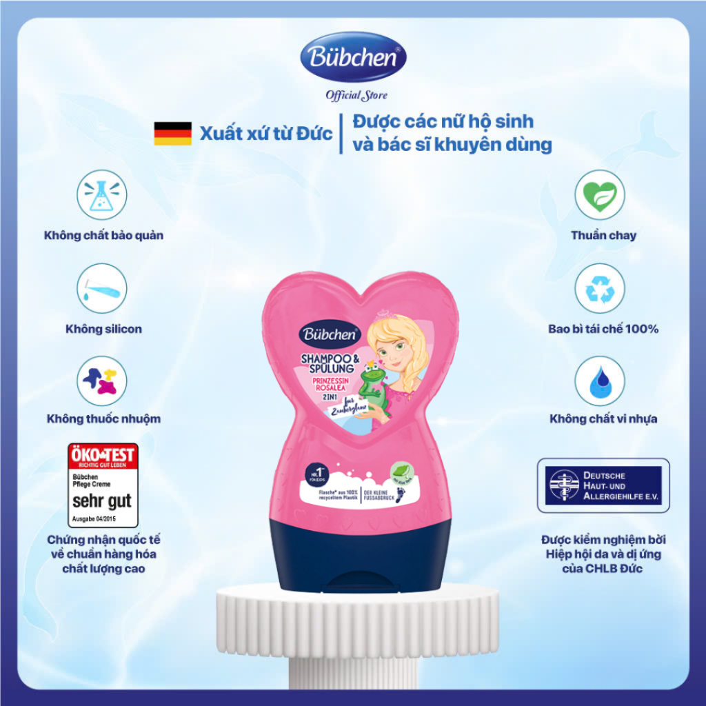 Dầu Gội Xả 2in1 Shampoo & Spulung Prinzessin Rosalea Dịu Nhẹ Cho Bé 230ml Bubchen Official Store ...