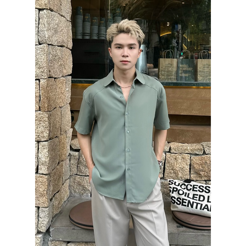 Áo Sơ Mi Nam Tay Ngắn Rã Vai Phom Regular Dáng Suông. MARU Gre Shirt Có ...