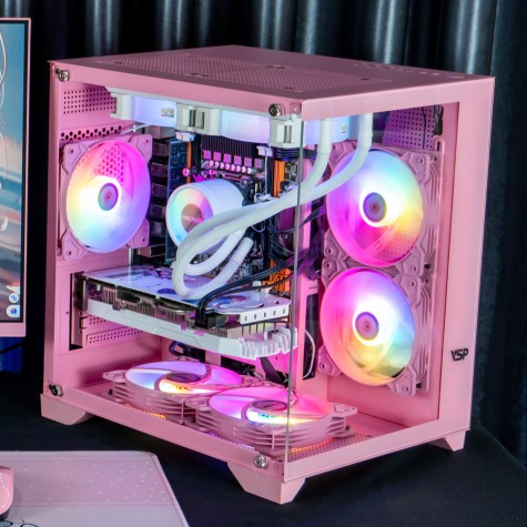 Vỏ máy tính Case bể cá VSP X2 Aquanaut/ ECG985 Emaster TRẮNG/ ĐEn/ Hồng Kính cường lực 2 mặt (M ...