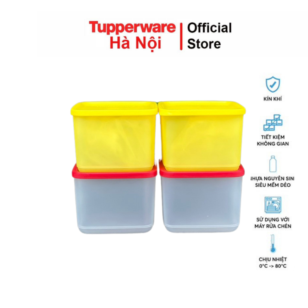 Bộ hộp bảo quản thực phẩm Tupperware Medium Square Round (set 4 món ...