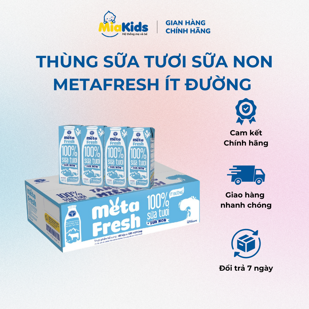 Thùng Sữa Tươi Chứa Sữa Non Meta Fresh Ít Đường - Thùng 48 hộp | Shopee ...