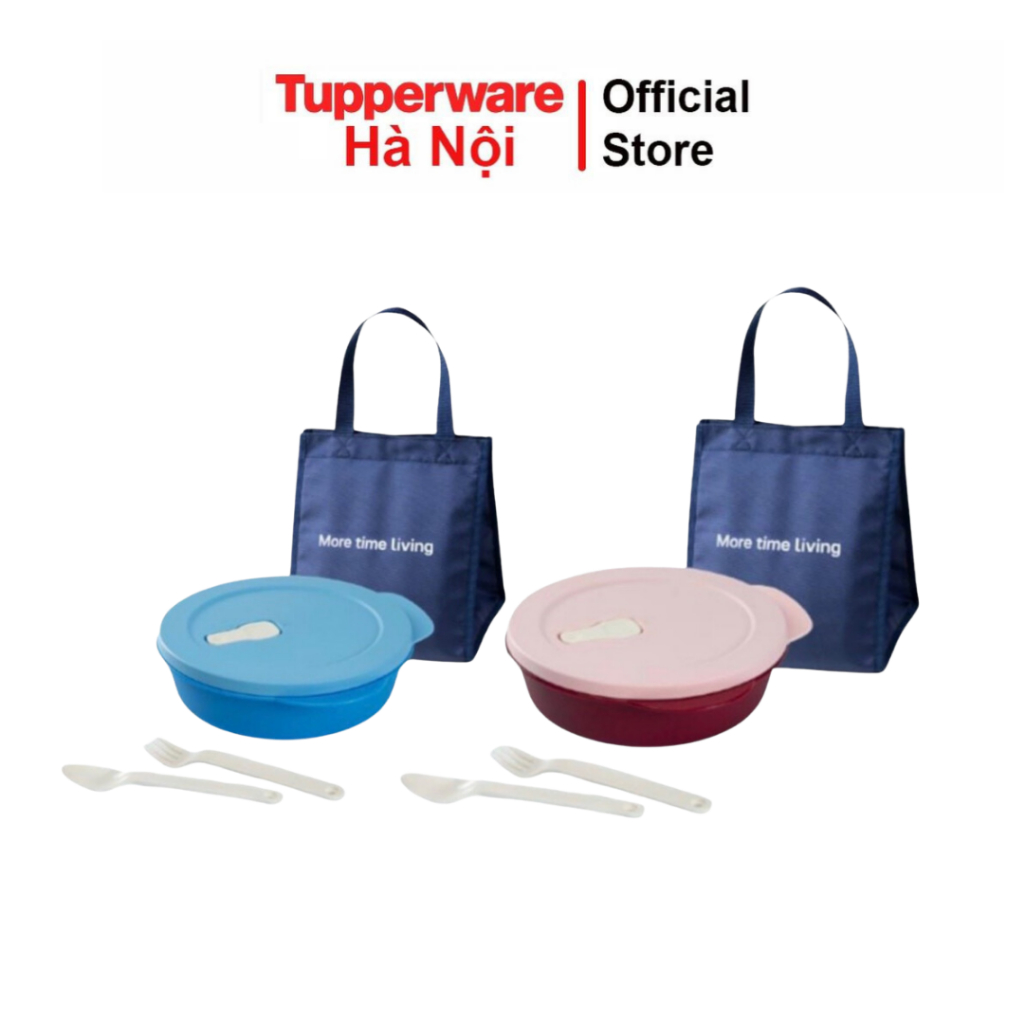 Bộ hộp cơm chia 3 ngăn quay lò vi sóng Tupperware Crystalwave Lunch Set ...