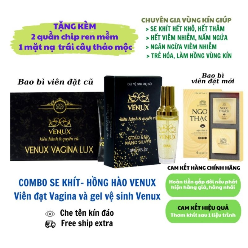 [Quà Hót] Combo Thơm Khít Hồng Venux Vagina và Gel Vệ Sinh Tinh Chất Vàng | Shopee Việt Nam