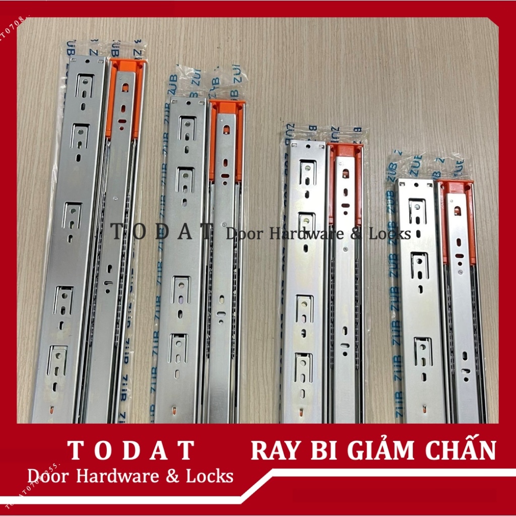 [ZUB Giảm chấn](loại tốt) Ray Bi 3 Tầng Có Giảm Chấn, bản rộng 45mm ...