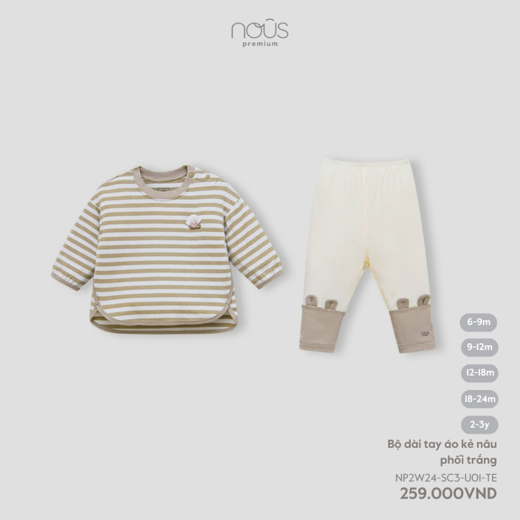 [ Nous Baby] Bộ quần áo dài tay màu sắc phối cùng họa tiết BST T8 ...