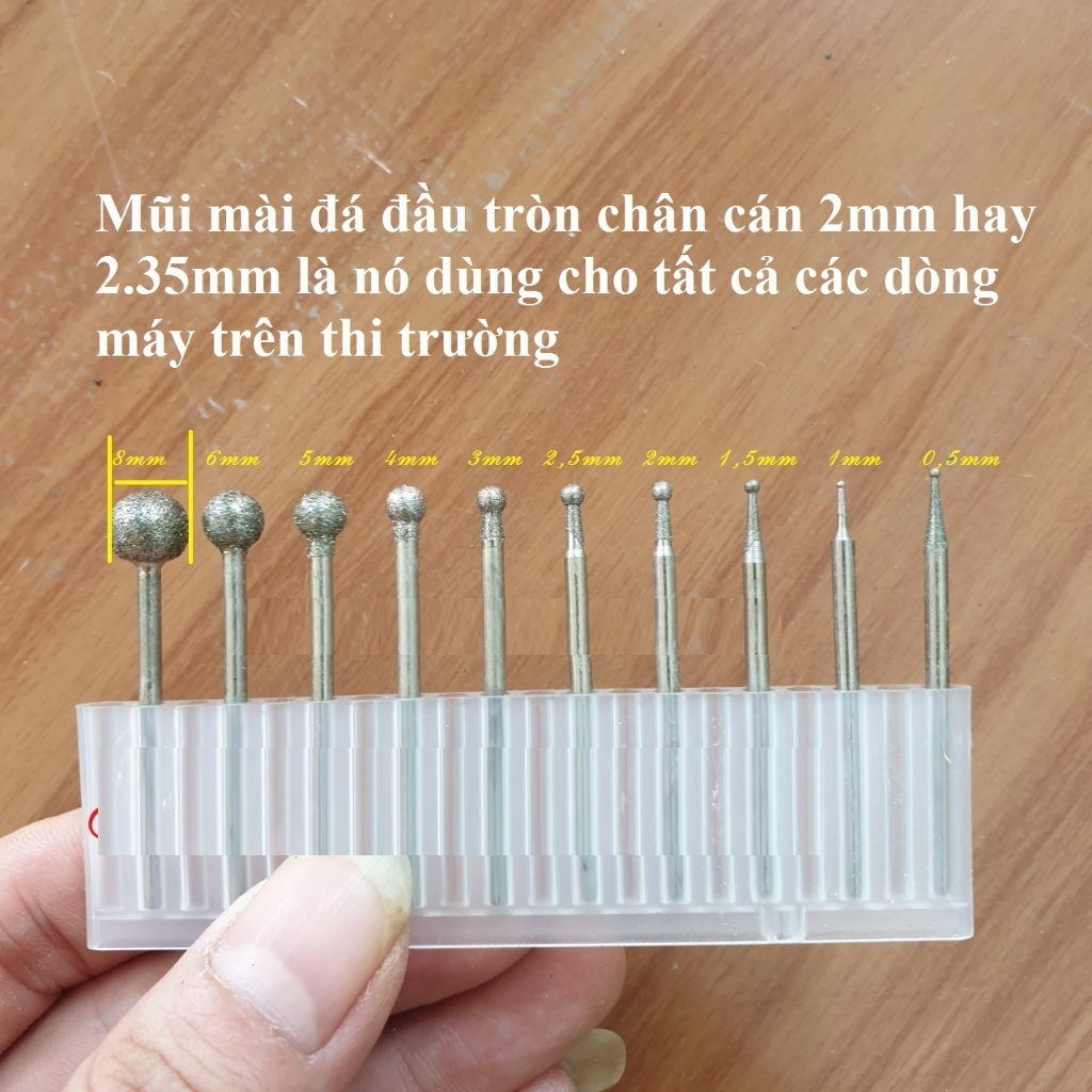 mũi mài khắc đá ngọc tròn đầu trục 2mm hay 2.35mm hay mũi kim cương đầu tròn mài nhôm đồng - mũi ...
