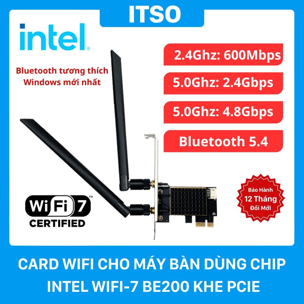 Card WIFI 7 Intel BE200 sử dụng khe cắm PCIe có tản nhiệt | Shopee Việt Nam