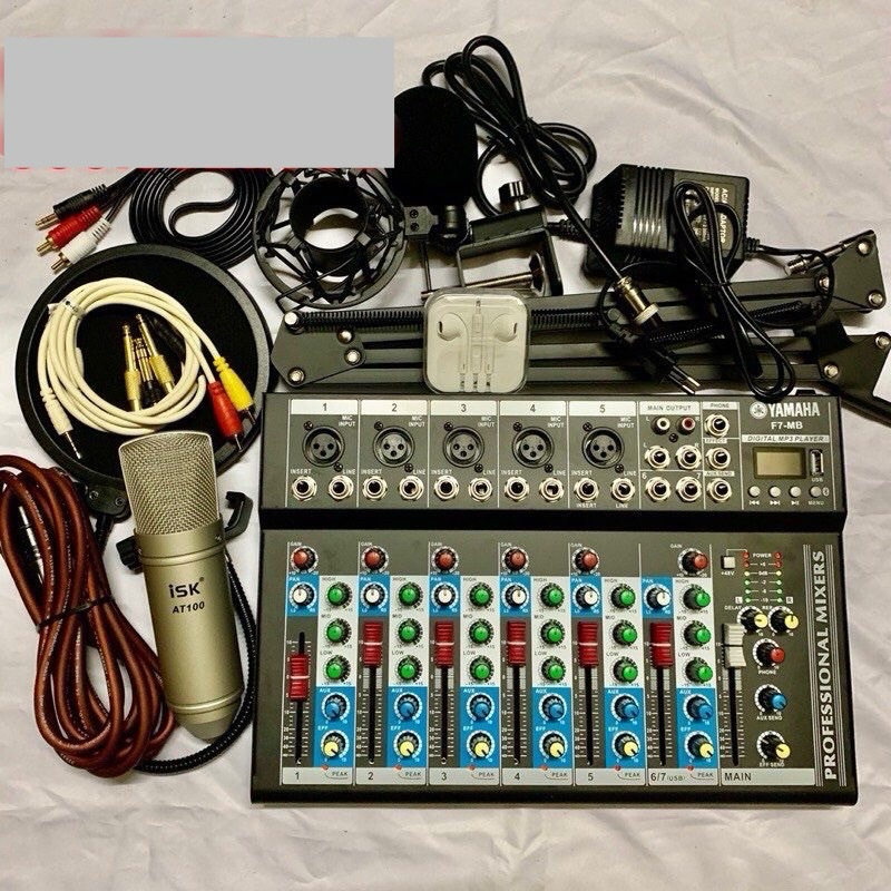 Combo Bộ MIC ISK AT100 Chính Hãng + Mixer Yamaha F7 MB HÁT KARAOKE KÈM ...