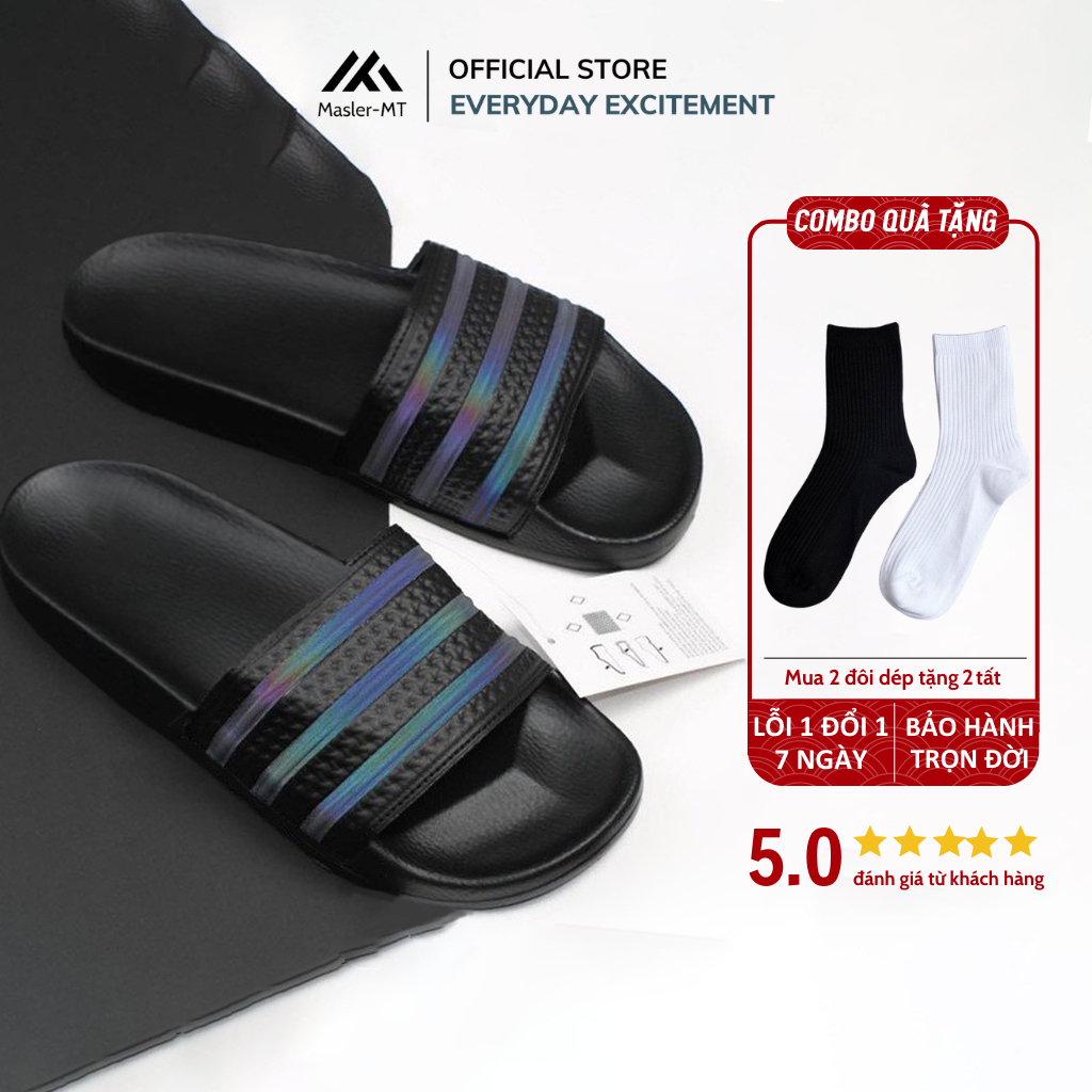 Dép quai ngang nam nữ phản quang Unisex Slipper M Masler-MT 3 sọc đế đi ...