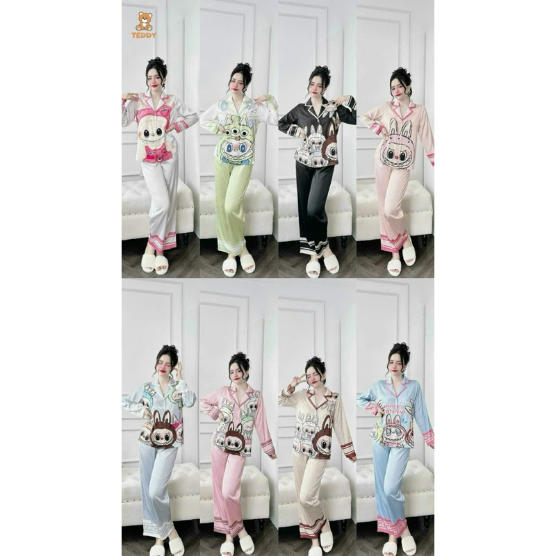 Bộ Pijama Tay Dài TEDDY CỔ VUÔNG NHỌN LABUBU Siêu Hót ( from
