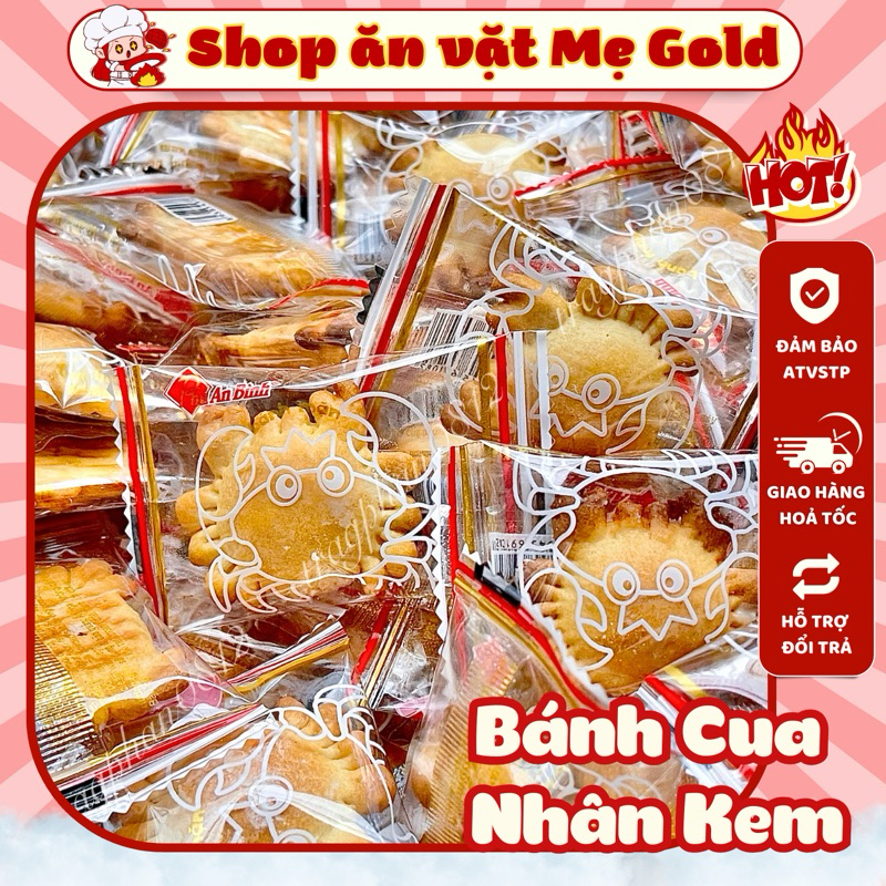 Bánh quy cua kem sữa, bánh con cua cute, bánh cua quy bơ nhân kem vani ...