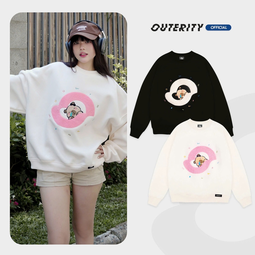 Áo Sweater Outerity Capybara Thêu Xù Nỉ Bông / Unisex Localbrand 2024 | Shopee Việt Nam