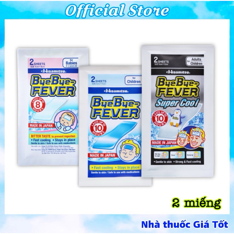 Túi 2 Miếng Dán Hạ Sốt ByeBye FEVER Hisamitsu | Shopee Việt Nam