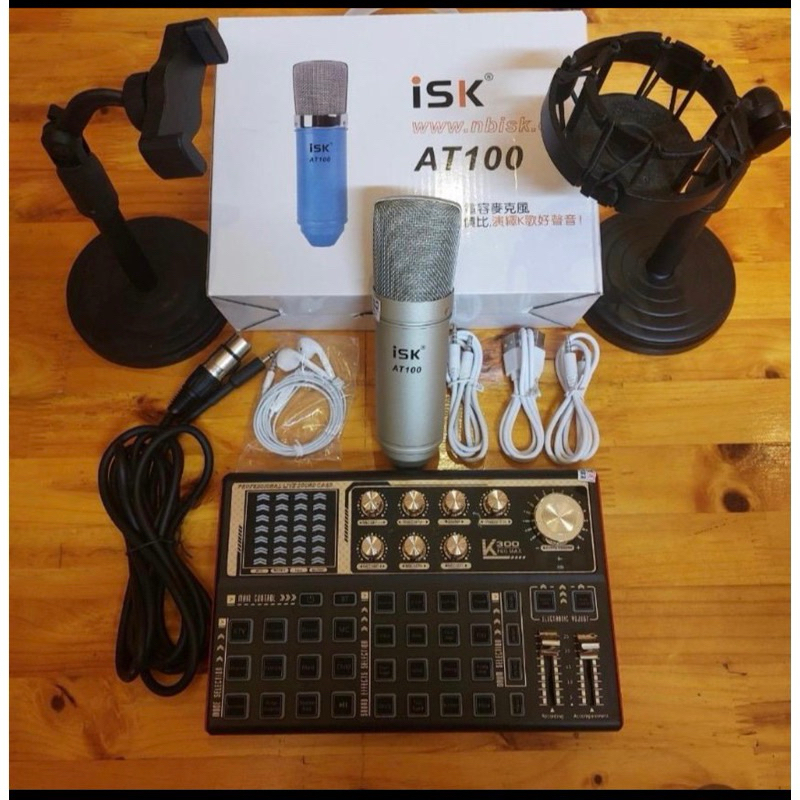 Bộ Thu Âm Livestream K300 Pro max Kèm Mic ISK AT100 Chính Hãng tặng kèm tai nghe,đầy đủ phụ kiện ...