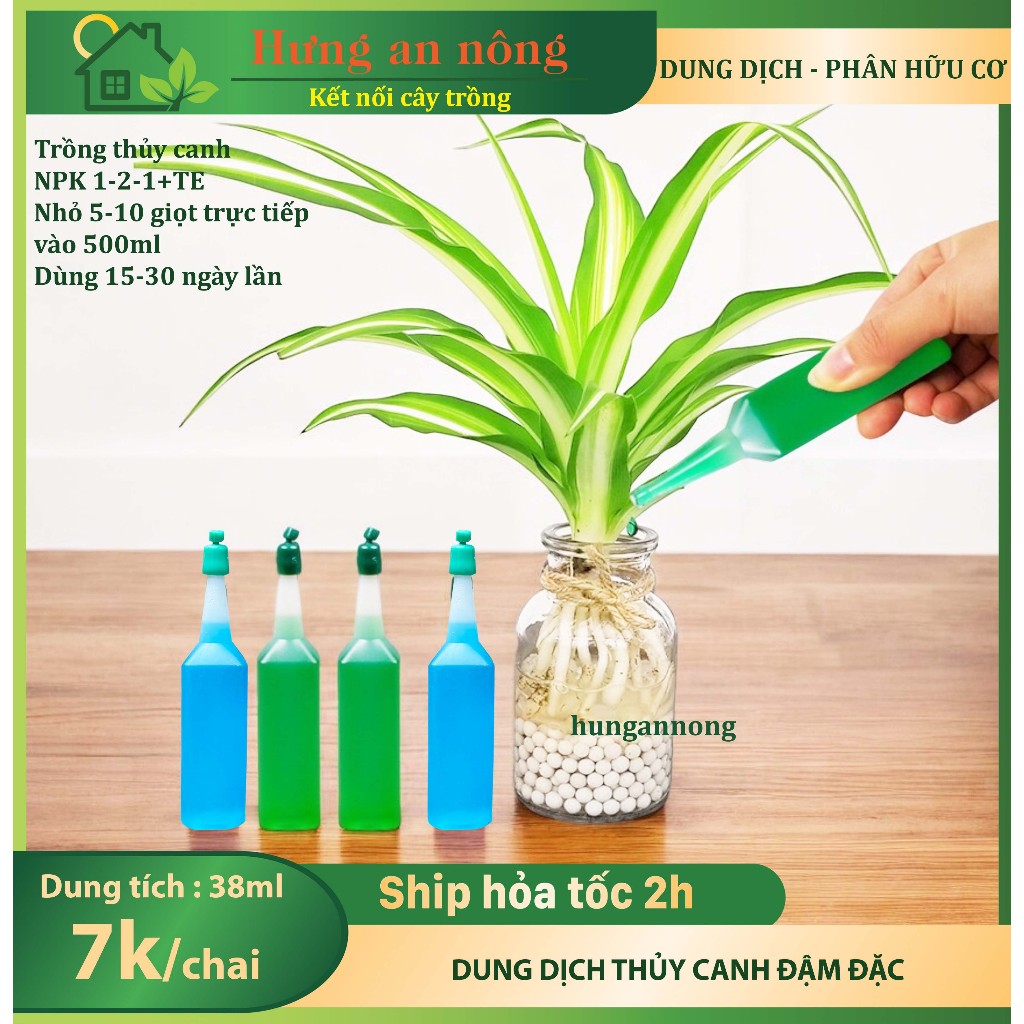 Dung dịch thuỷ canh đậm đặc dùng cho tất cả cây trồng chai 38ml ( 2 màu xanh công dụng như nhau ...