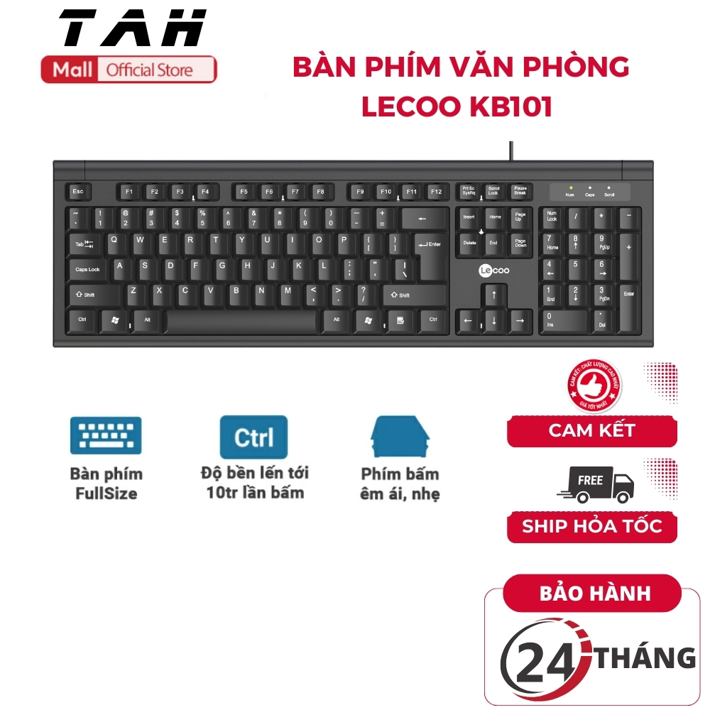 Bàn Phím Máy Tính Có Dây KB101 Văn Phòng Giá Rẻ, Bàn Phím Phù hợp Laptop PC ABS Độ Bền Cao Chính ...