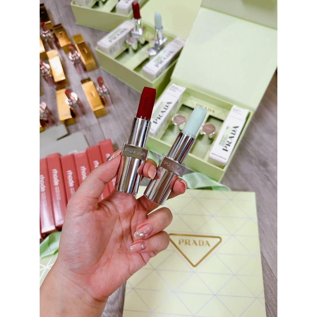 Set 2 Thỏi Son Prada Monochrome Soft Matter B101 + Prada Lalm Lip Optimizing care U000 3.8g ...