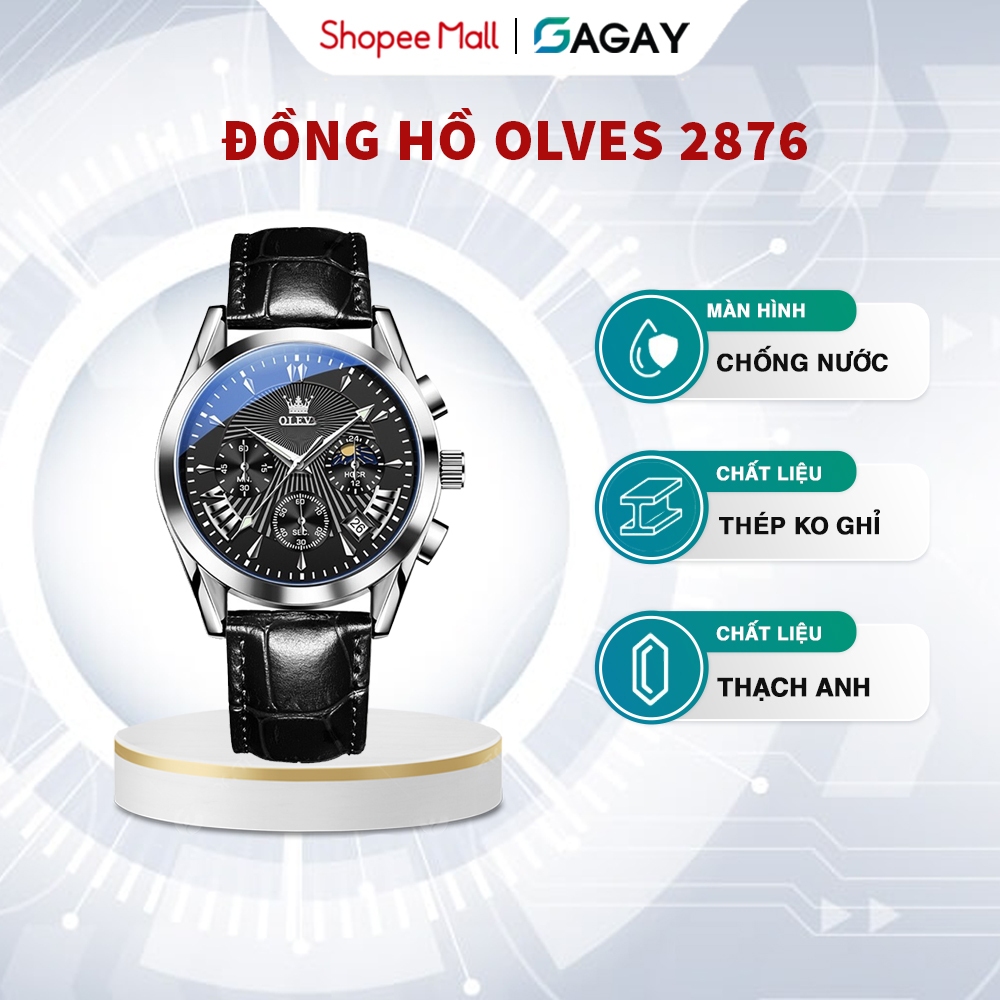 Đồng Hồ Nam Chính Hãng 2876 GAGAY Dây Đeo Da Chống Thấm Nước GD849 ...
