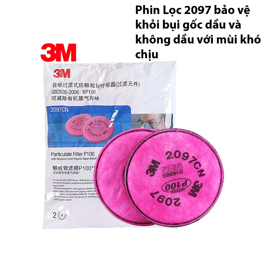 Phin lọc 3M 2091 và 2097 P100 lọc bụi mịn và hơi Gas | Shopee Việt Nam
