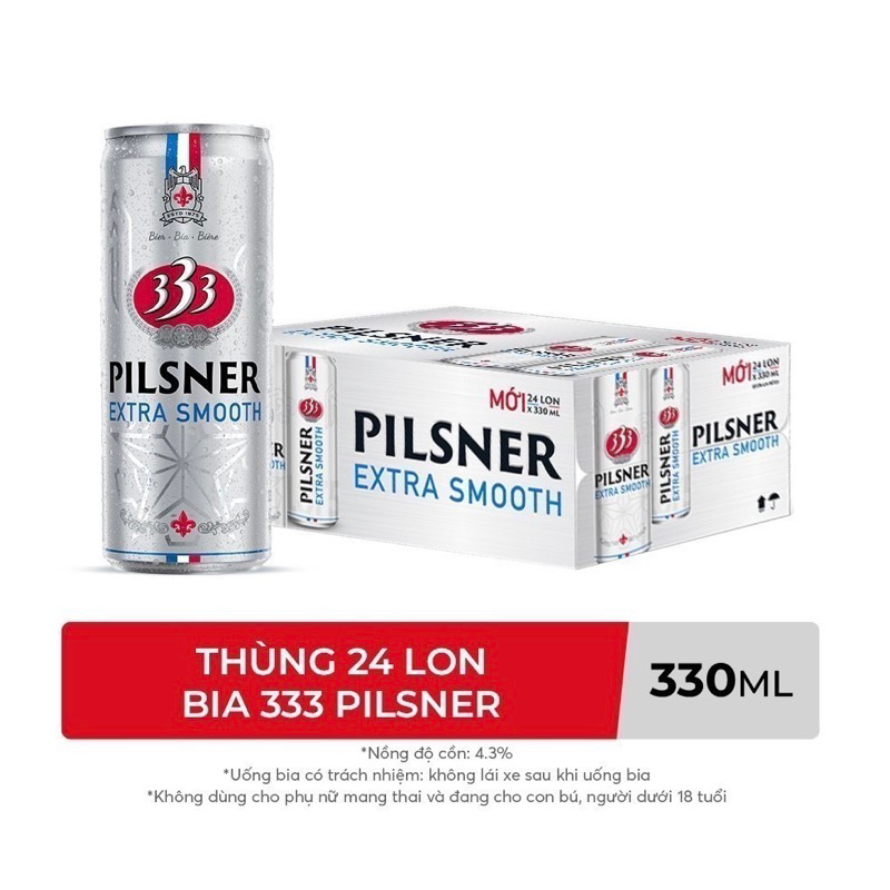 thùng 24 lon bia 333 Pilsner lon 330ml | Shopee Việt Nam
