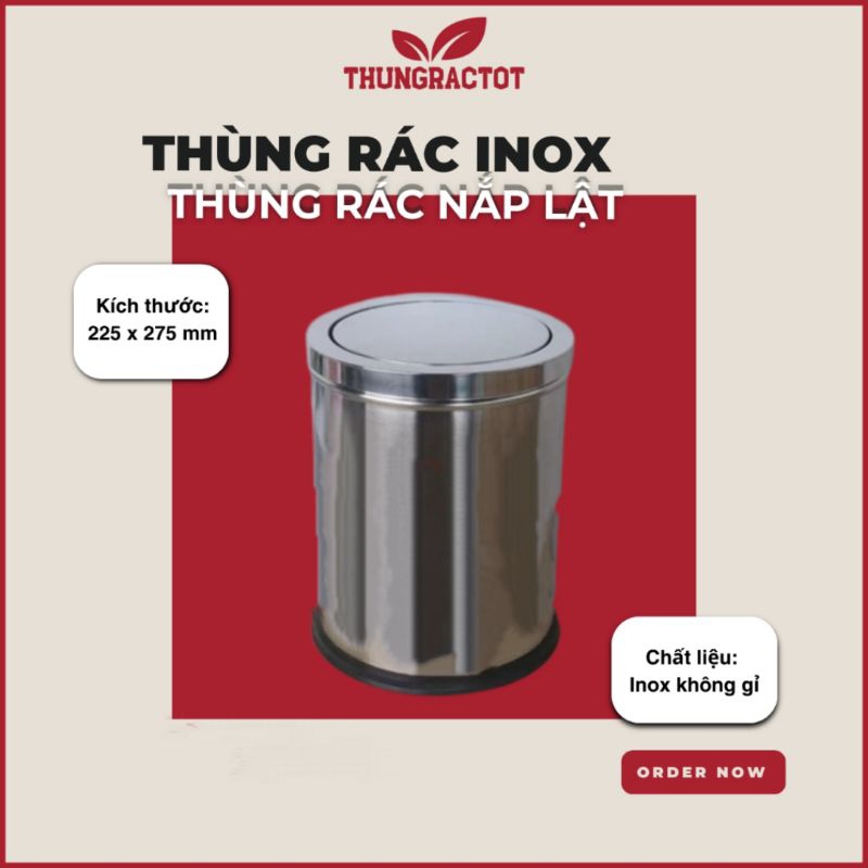 Thùng rác inox nắp lật - Thùng rác inox tròn cao cấp, giá rẻ | Shopee ...