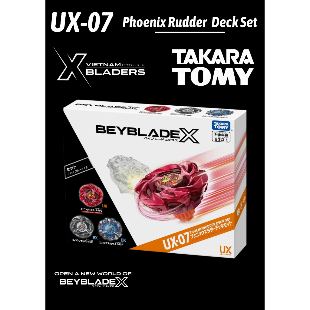 [Beyblade X – Takara Tomy] UX-07 Bộ 3 con quay. Phoenix Rudder Deck Set ...