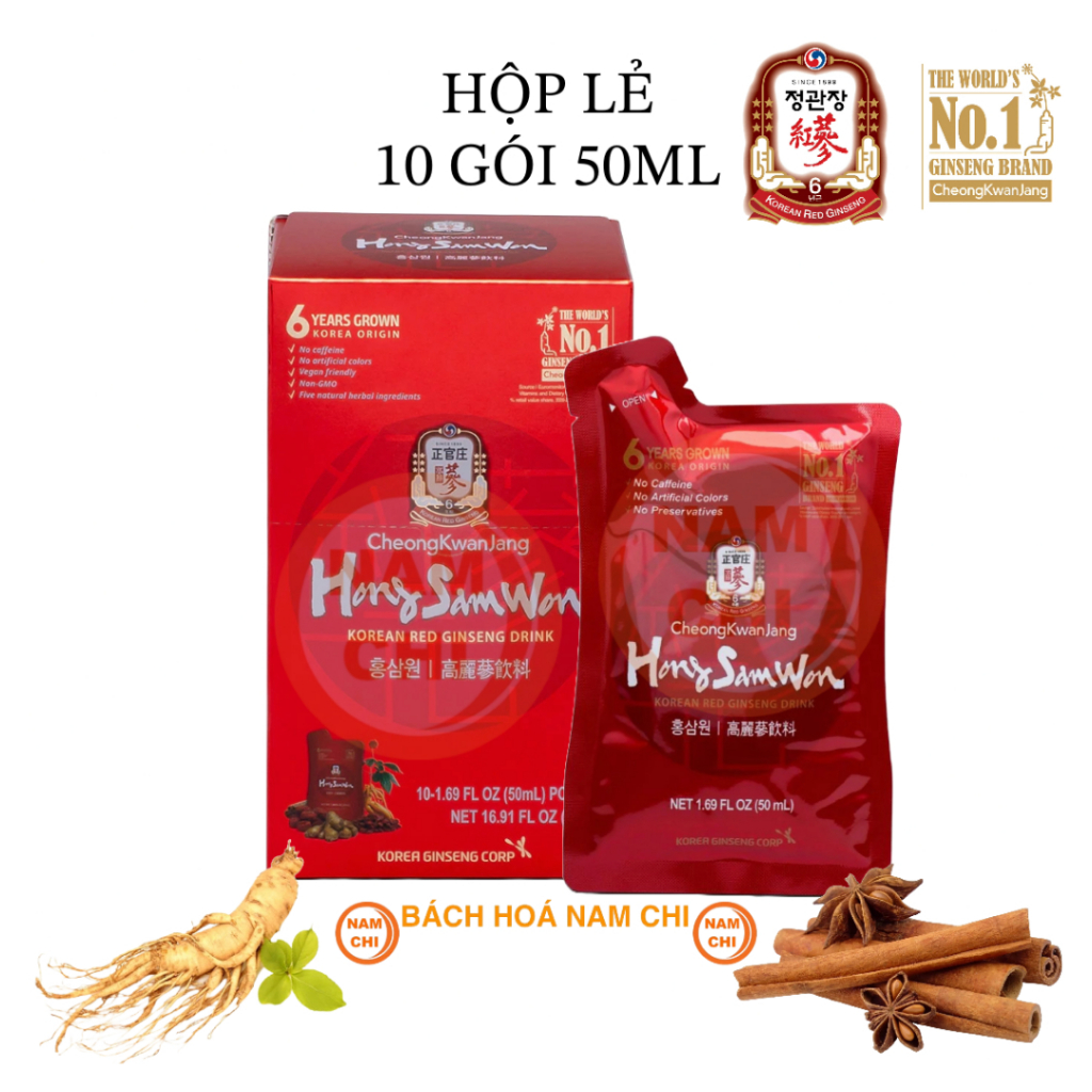 [HỘP ĐỎ 10 GÓI] [HÀNG MỸ] Hồng Sâm Nước HONG SAM WON Cheong Kwan Jang ...
