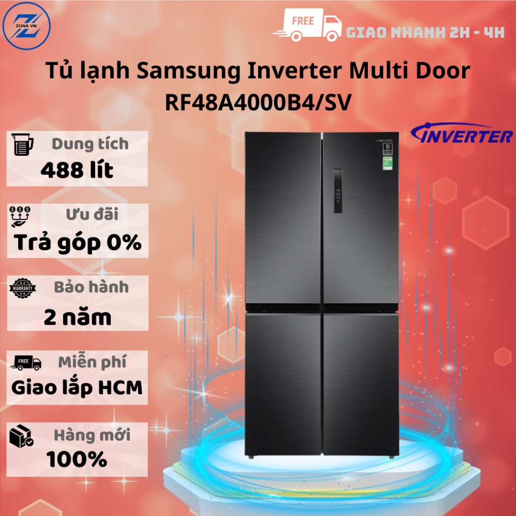 Tủ lạnh Samsung Inverter 488 lít Multi Door RF48A4000B4/SV - Bảo hành ...