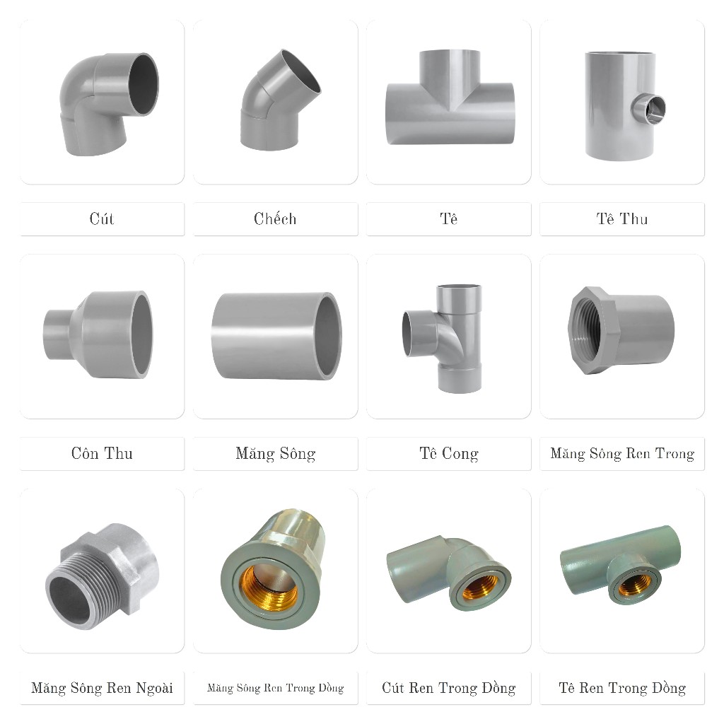 Cút, tê, chếch, mang sông, MS ren ngoài, MS ren trong, tê thu, côn thu ...