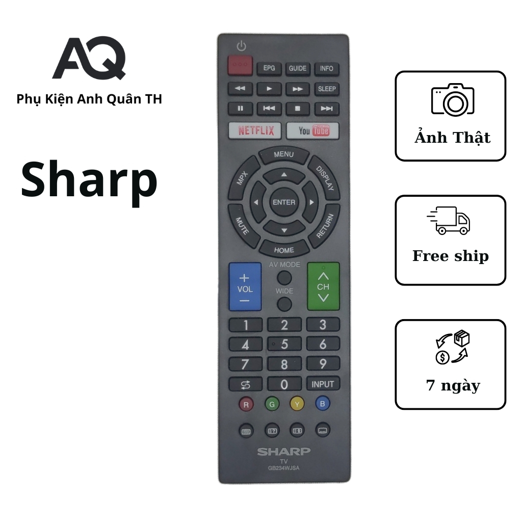 ( Chính Hãng ) Remote tivi sharp , Điều khiển tivi Sharp smart các dòng ...