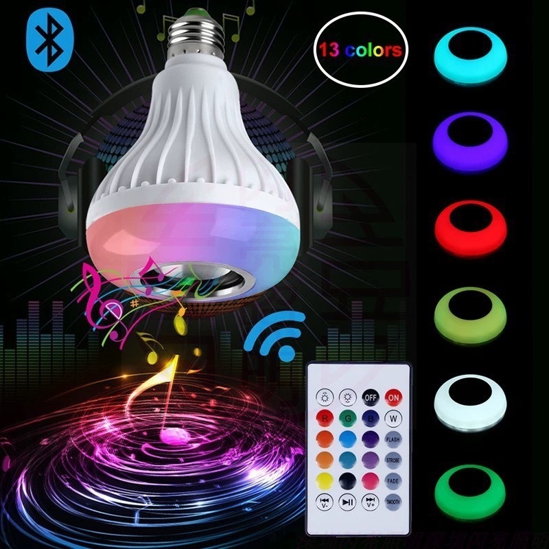 Bóng đèn LED RGB 220V điều khiển từ xa thay đổi màu, có Loa Bluetooth ...