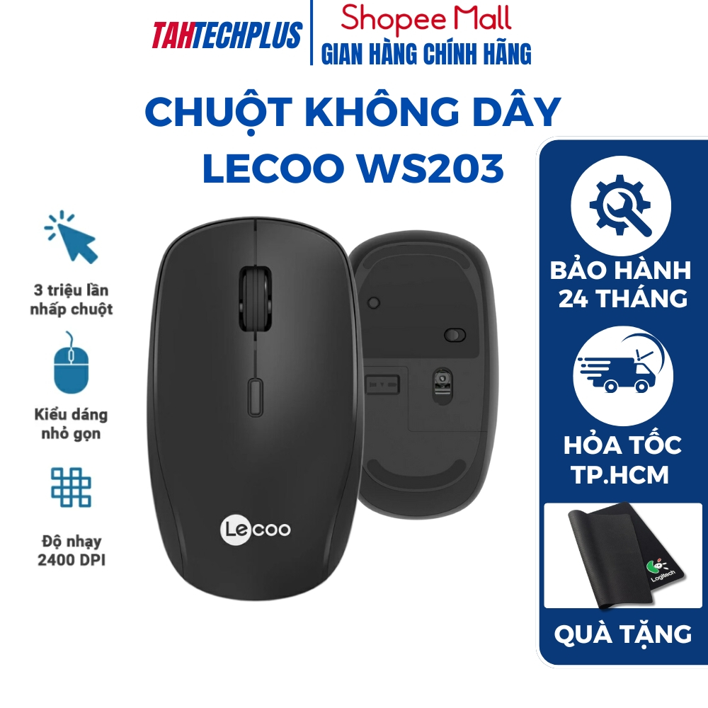 Chuột Máy Tính WS203 Con Lăn Chống Trượt, Chuột Không Dây Lecoo Phù Hợp PC Laptop Siêu Nhẹ DPI ...