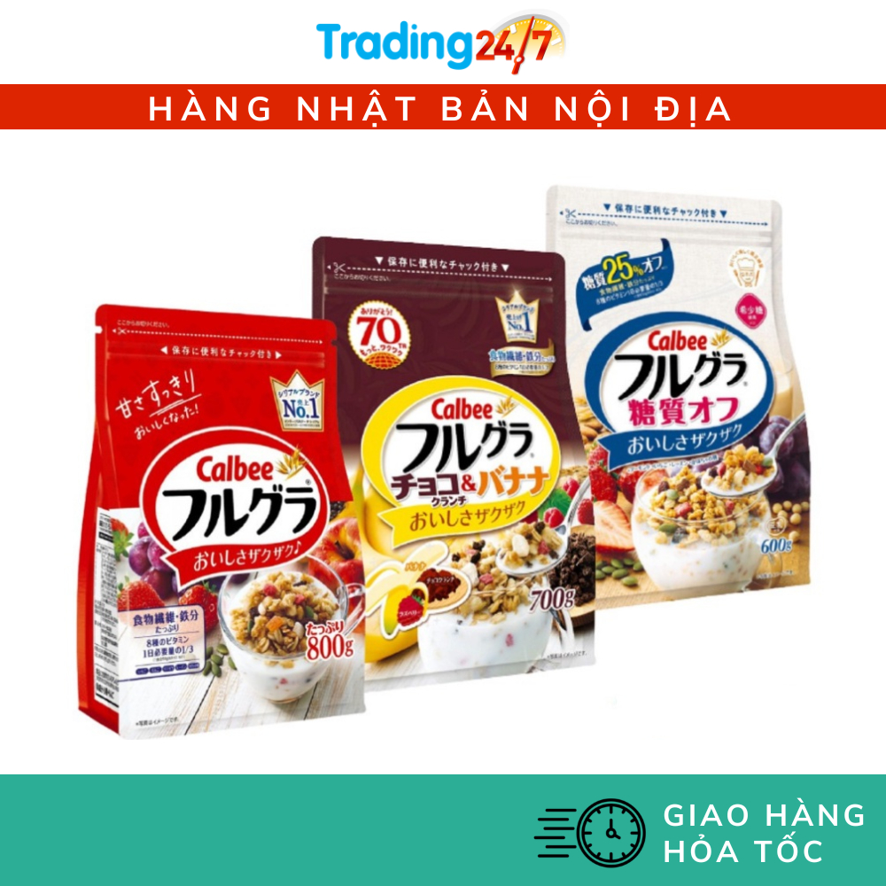 [Hỏa tốc HCM] Date 2025 Ngũ cốc calbee 800g màu đỏ trắng nâu - Nội địa Nhật Bản | Shopee Việt Nam