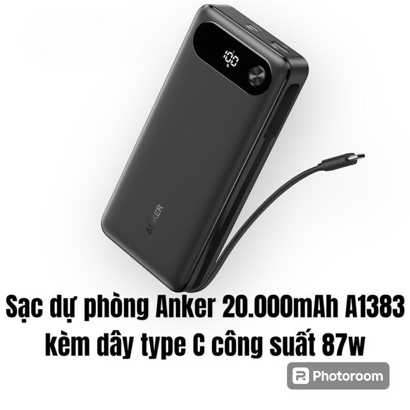 Sạc Dự Phòng Anker 20.000mAh 87w Tích Hợp Cáp Type C - A1383 | Shopee ...