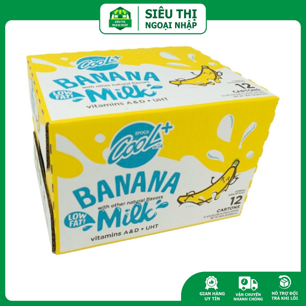 Sữa chuối Epoca Cool Plus Low Fat Banana Milk Mỹ- 12 hộp 236ml | Shopee ...