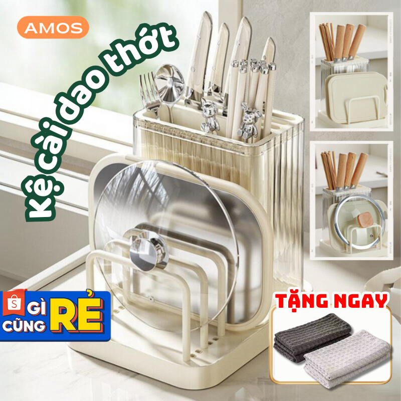 Kệ để dao thớt, Giá úp vung nồi AMOS chất liệu nhựa PET cao cấp, Ống ...