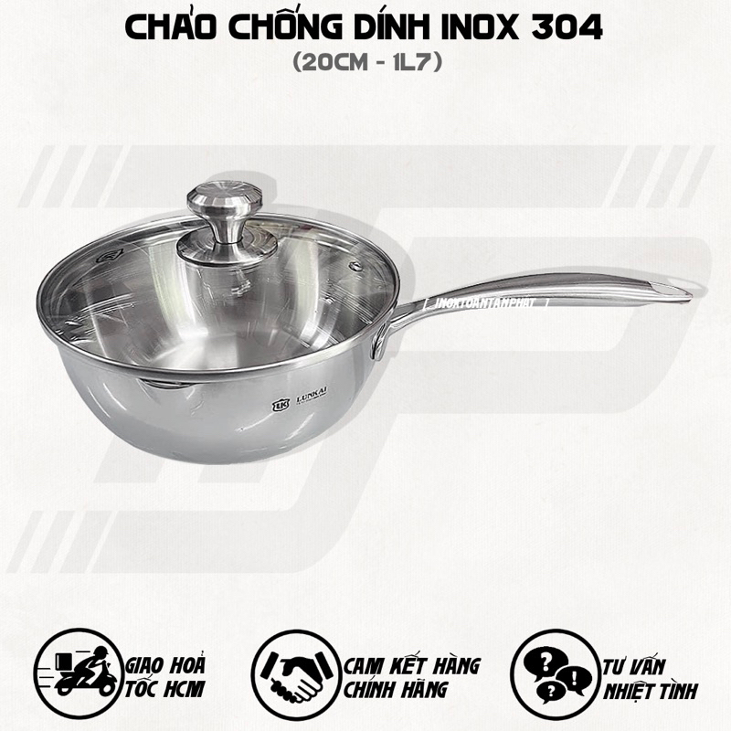 Chảo Chống Dính Inox 304 Nắp Kính - Chảo Chốg Dính Hiệu Lunkai | Shopee ...