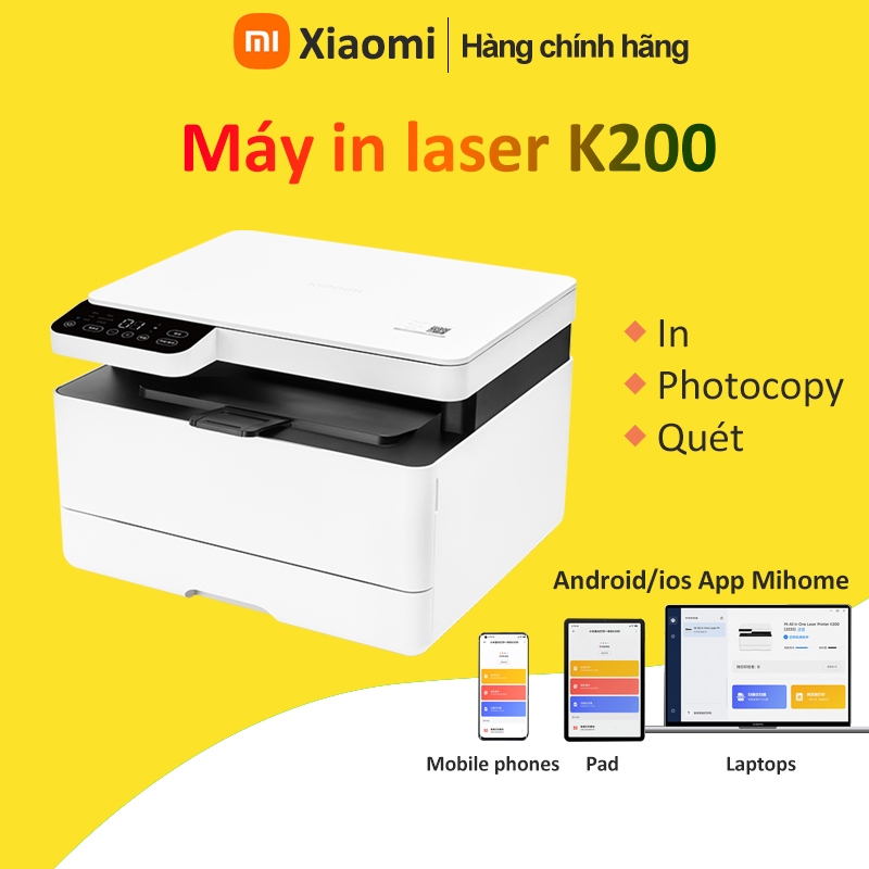 Máy in laser Xiaomi K200 không dây siêu nhỏ gọn | in nhanh | kết nối đa ...