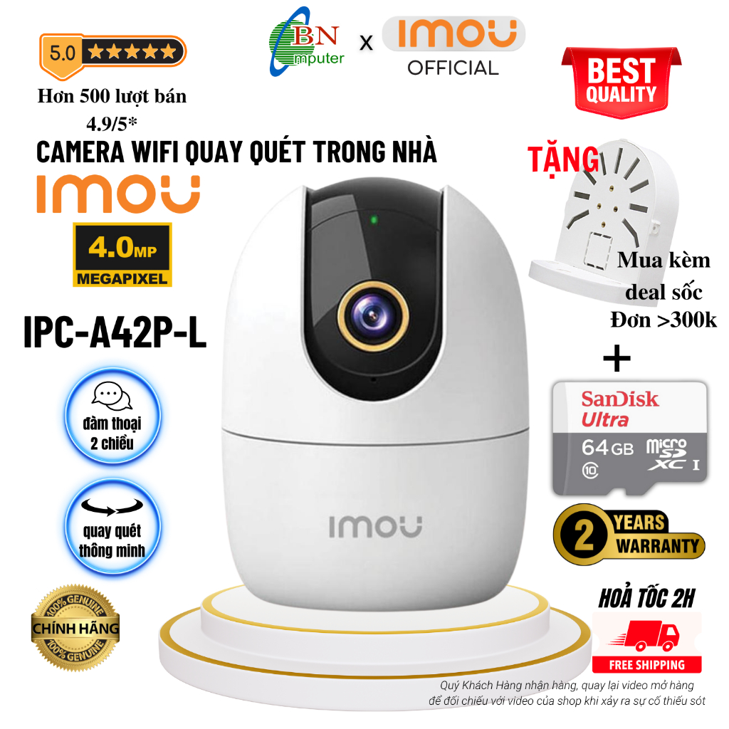 Camera Wifi A42P-L-V3 Imou 4MP quay quét thông minh 360 độ chính hãng ...