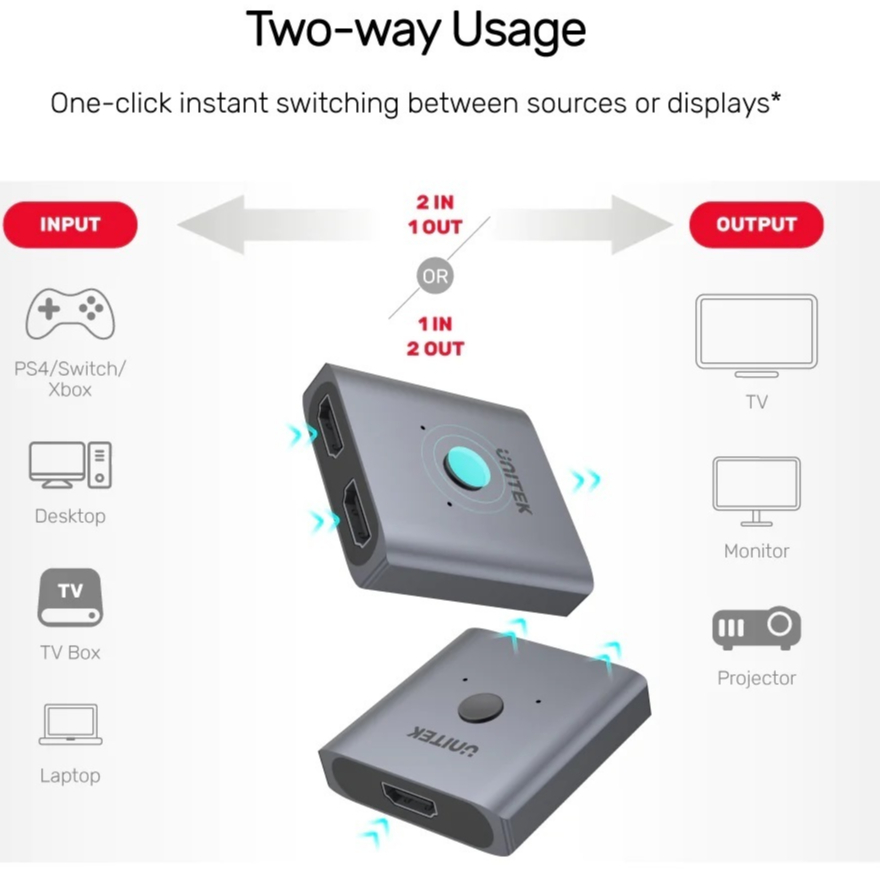 (Hỏa tốc HCM)Chia/Gộp HDMI -SWITCH HDMI 2-1 UNITEK V1127A | Shopee Việt Nam