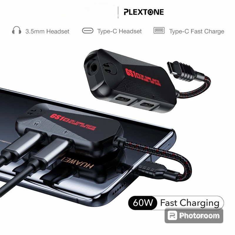 Jack chuyển đổi Plextone Type C sang 3.5 + Type C GS1 có sạc nhanh, có ...