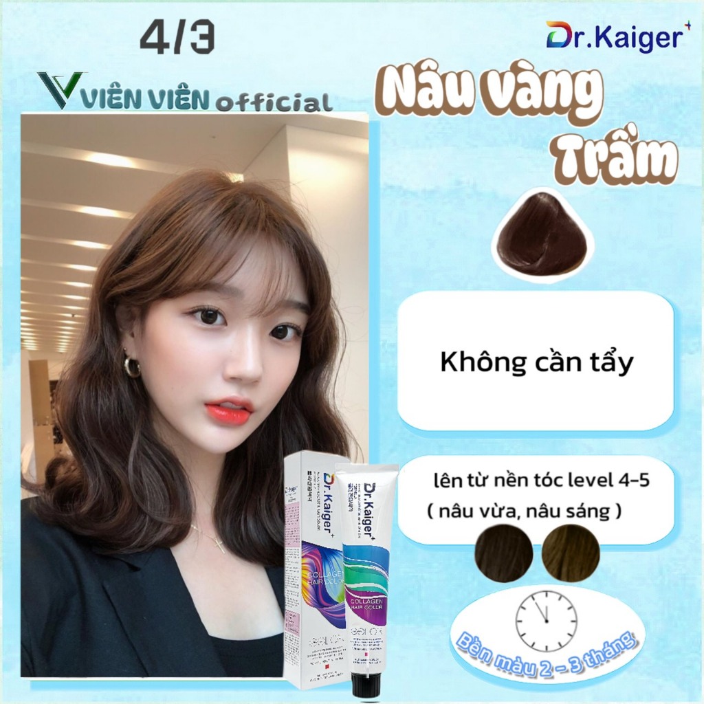 Thuốc nhuộm tóc màu NÂU VÀNG TRẦM SIÊU DƯỠNG Tóc không cần tẩy - Nhuộm ...