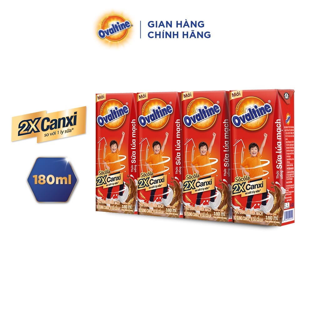 THÙNG 48 hộp Thức uống lúa mạch gấp 4 Canxi Ovaltine vị Socola (180ml x 48) - HÀNG CHÍNH HÃNG ...