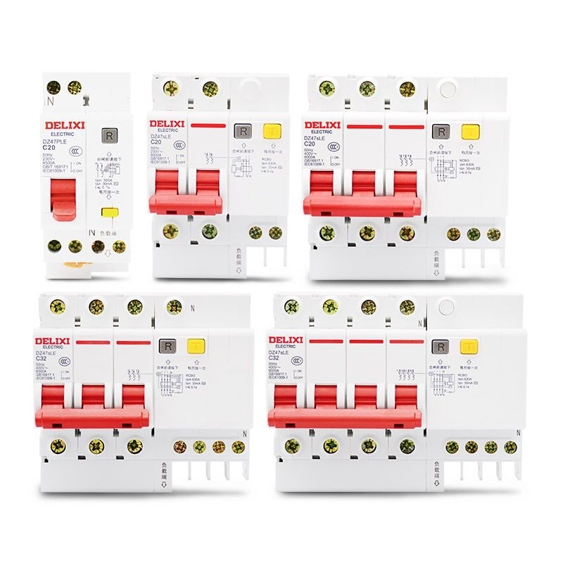Aptomat DELIXI chống giật, chống rò, quá tải DZ47sLE 1P 2P 3P 4P 10A-63A thương hiệu DELIXI ...