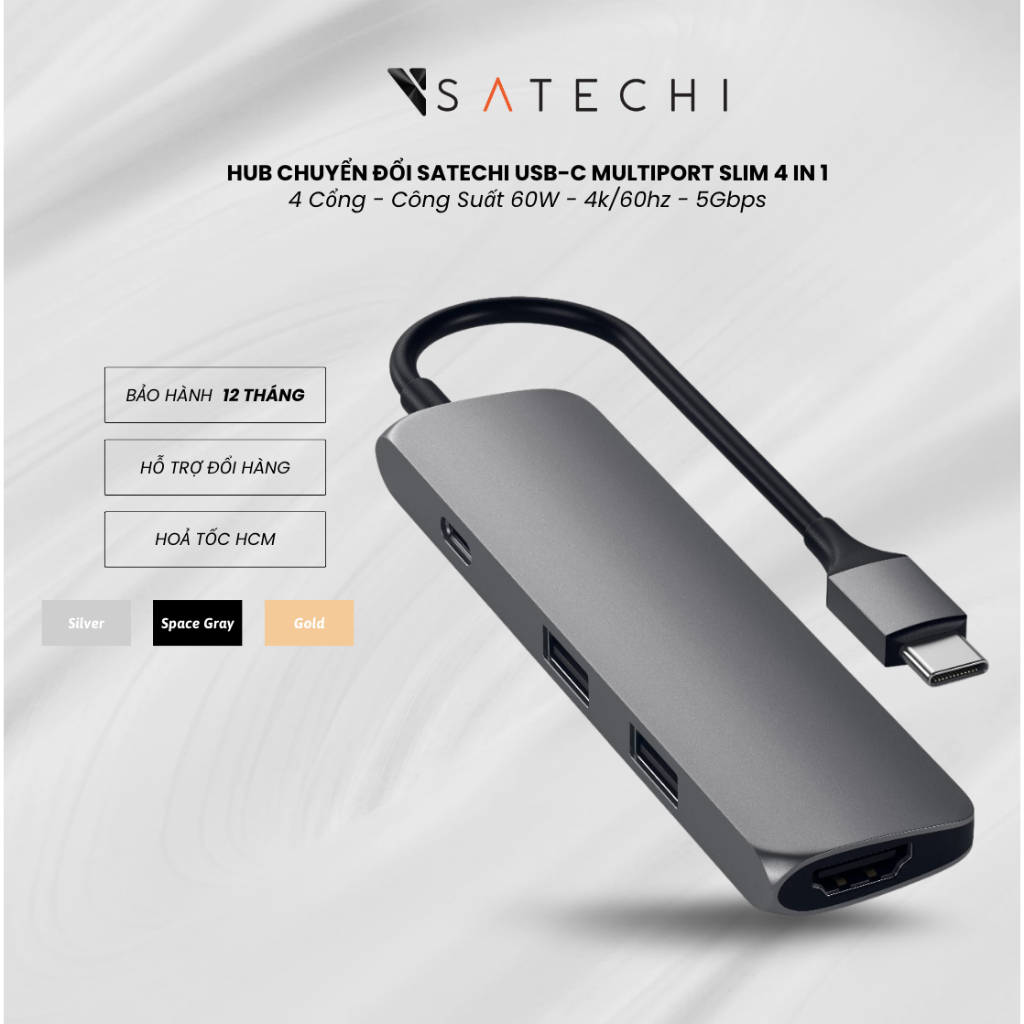 Hub chuyển đổi Satechi USB-C Multiport Slim 4 in 1 HDMI 4K/60Hz ...