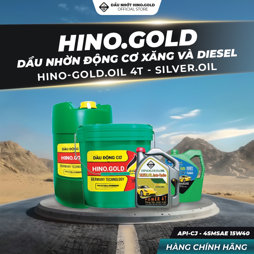 DẦU NHỜN ĐỘNG CƠ XĂNG VÀ DIESEL HINO-GOLD.OIL 4T - Auto.turbo API-CJ - 4/SM:SAE 20W50, 4L, 6L ...