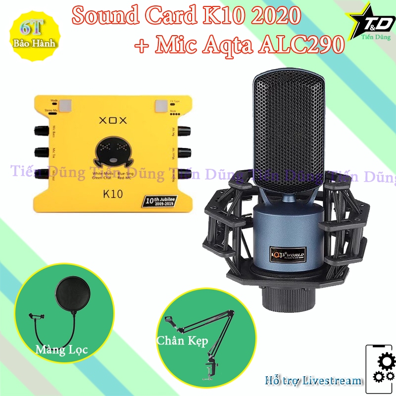 Combo mic livestream karaoke Aqta ALC290 và sound card XOX K10 2020 bản ...