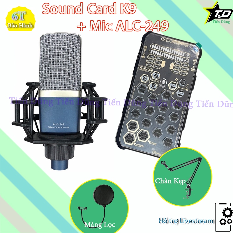 Mic thu âm ALC249 Sound Card K9 có bluetooth, auto-tune, tích hợp pin ...