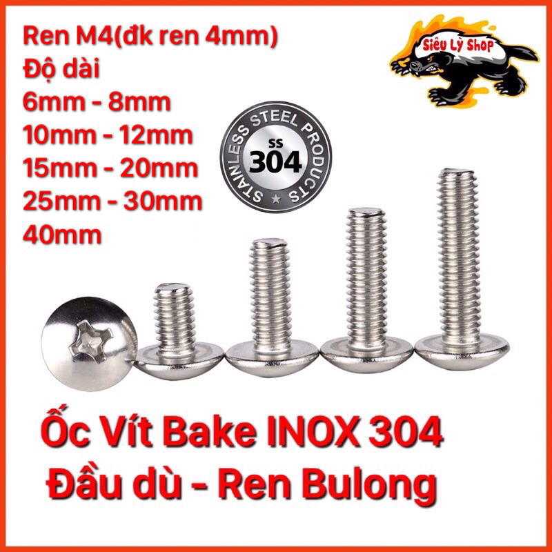 Combo 100con Ốc INOX 304 Ren M4 - Đầu dù Vít Bake | Shopee Việt Nam